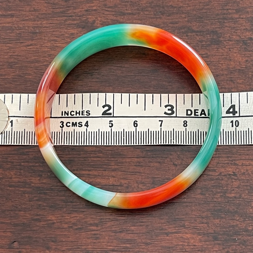 Carved Banded Agate Bangle Bracelet - Gem